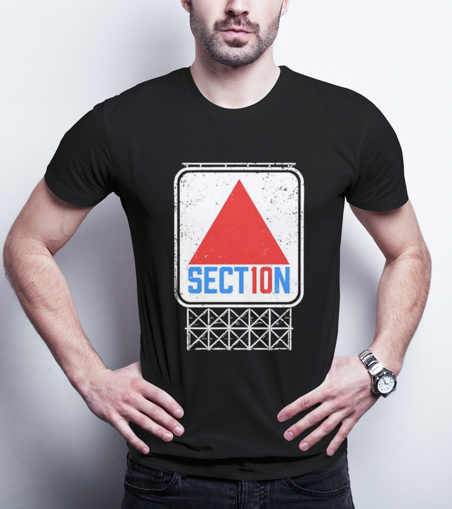 Section 10 Distressed Red Triangle Sign Retro Look S10 T-Shirt