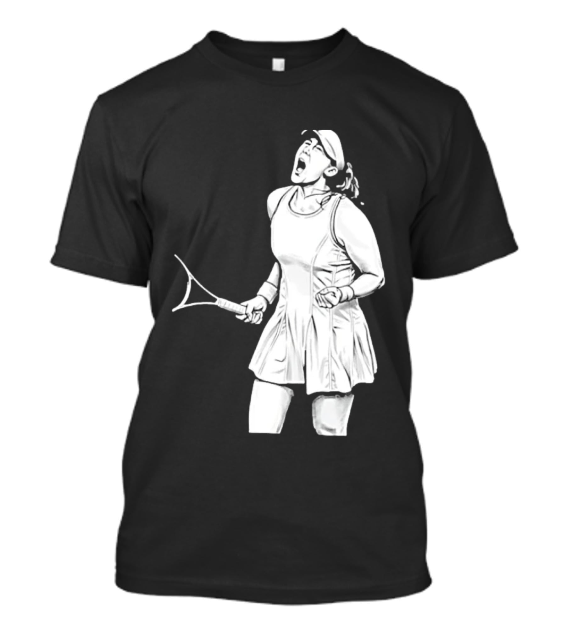 Tennis Player Celebrating Victory Power Grit Determination Black T-Shirt