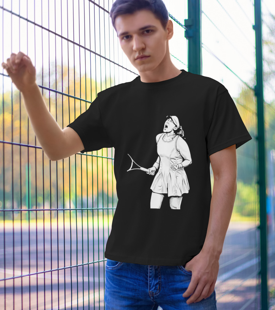 Tennis Player Celebrating Victory Power Grit Determination Black T-Shirt