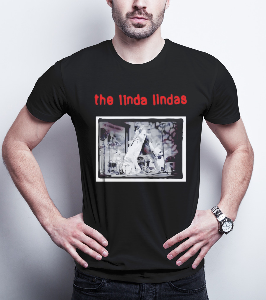 The Linda Lindas Live Performance Punk Rock Black And White Stage Scene T-Shirt