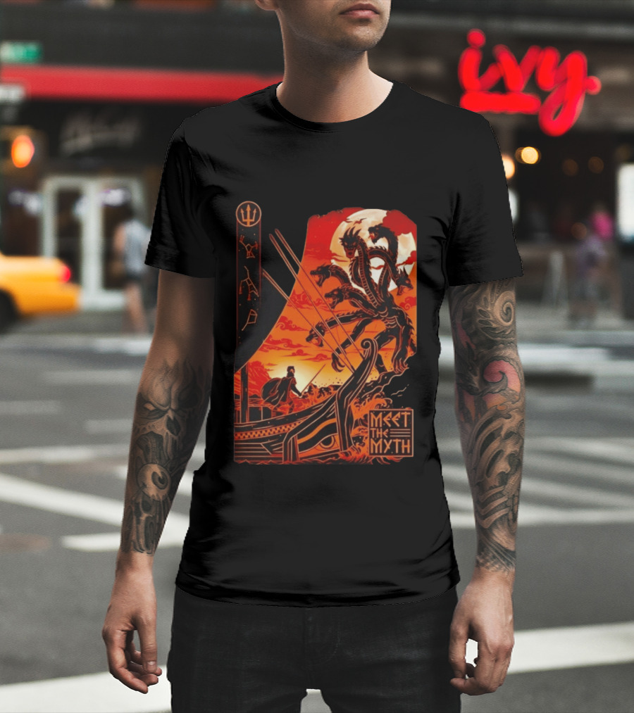 Meet The Myth Hydra Greek Mythology Hercules Dramatic Battle Scene T-Shirt