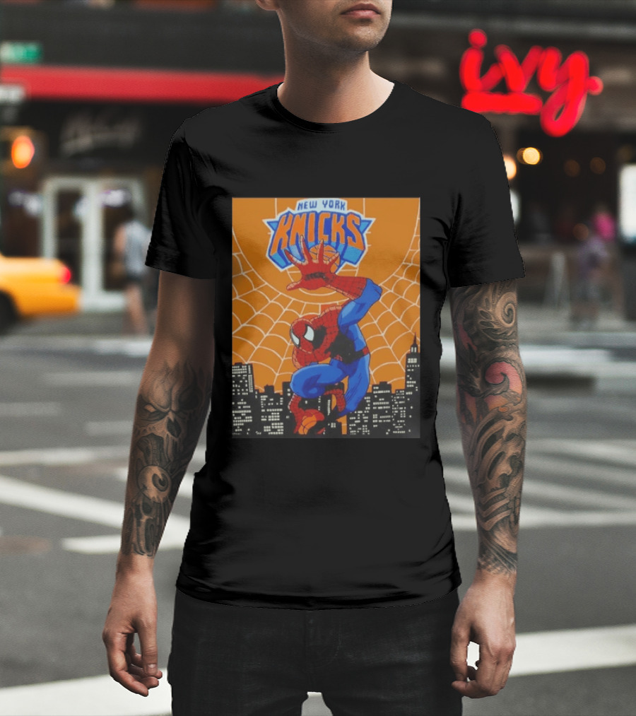 New York Knicks Spider Man Basketball T-Shirt