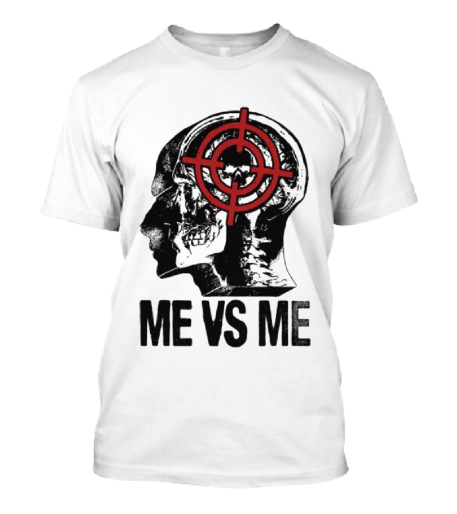 Get A Real Job Kid Store Me Vs Me White Target Head T-Shirt