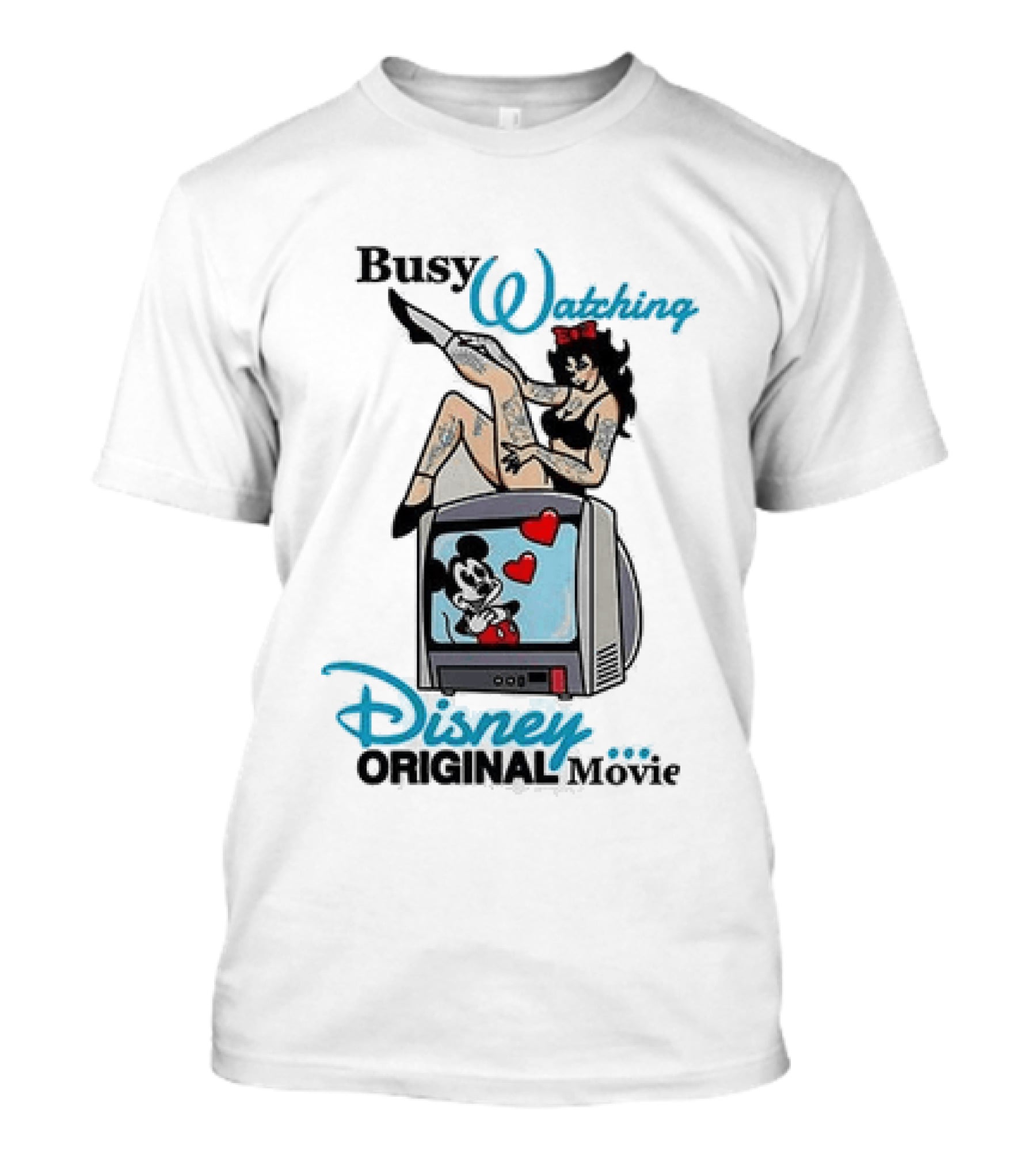 Busy Ing Disney Original Movie Retro Style With Mickey TV And Pin Up T-Shirt