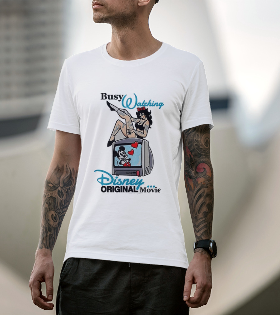 Busy Ing Disney Original Movie Retro Style With Mickey TV And Pin Up T-Shirt