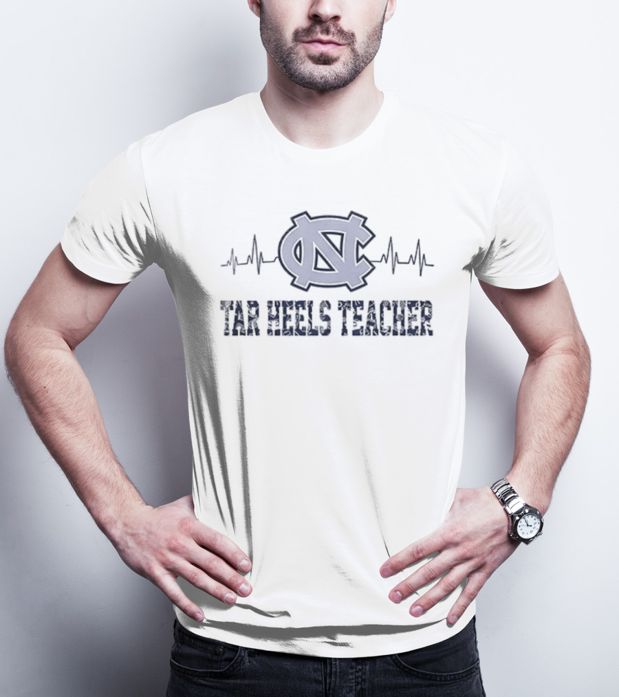 North Carolina Tar Heels Teacher Heartbeat Football Edition T-Shirt