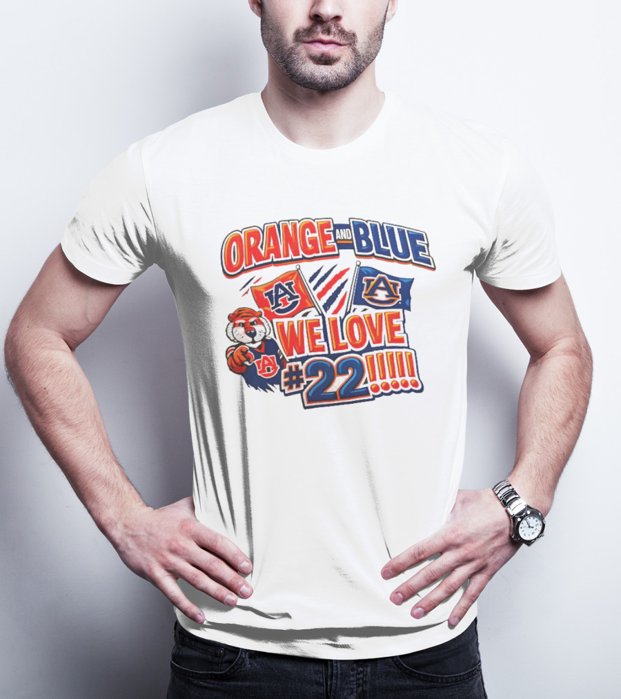 Auburn Tigers Orange And Blue We Love #22 Paws Up Enthusiasts T-Shirt