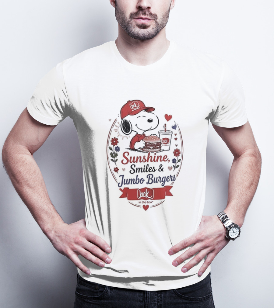 Peanuts Snoopy Sunshine Smiles Jumbo Burgers Collaboration With Jack In The Box T-Shirt
