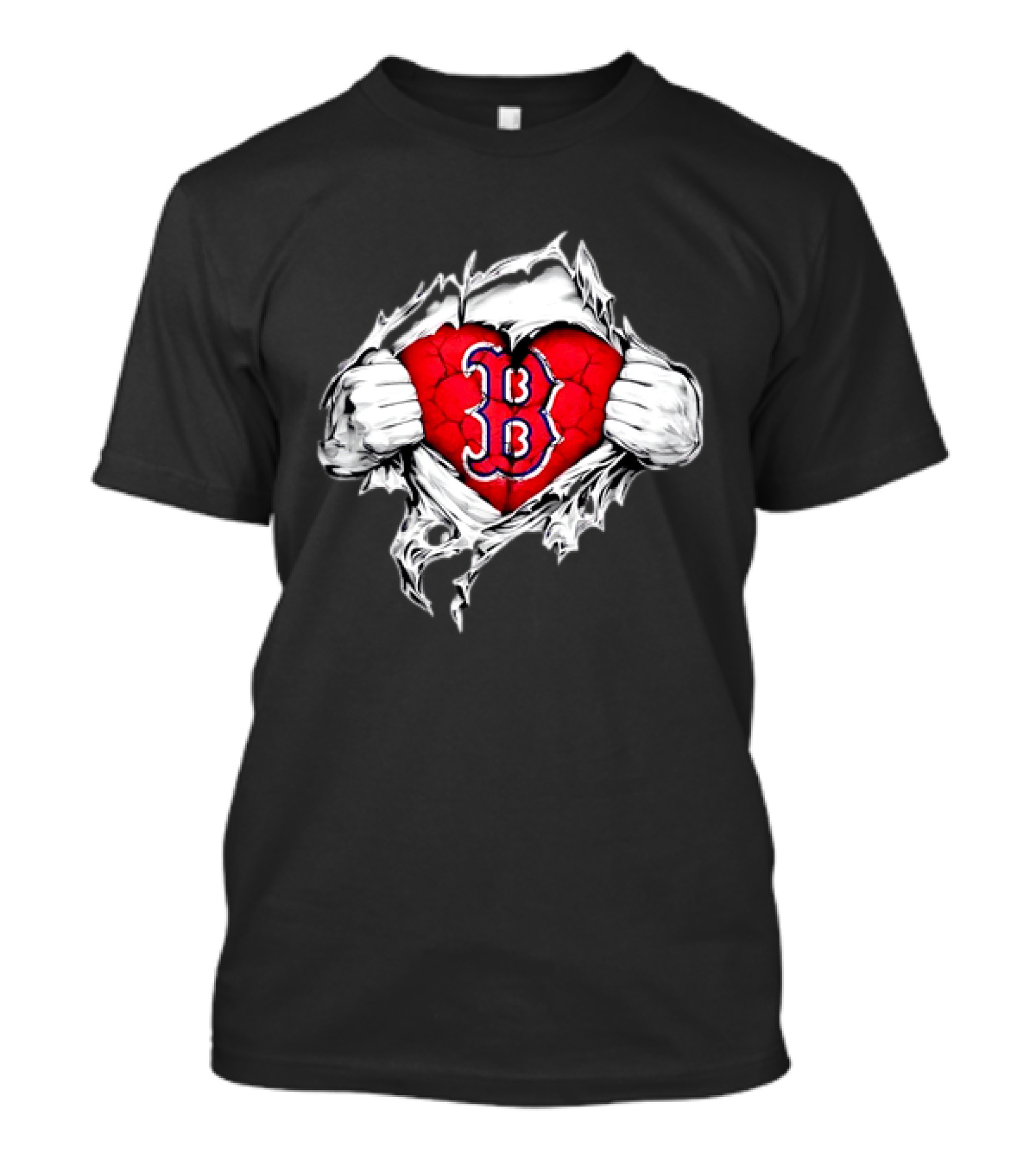 Boston Red Sox Heart Ripped Chest MLB Baseball Fan T-Shirt