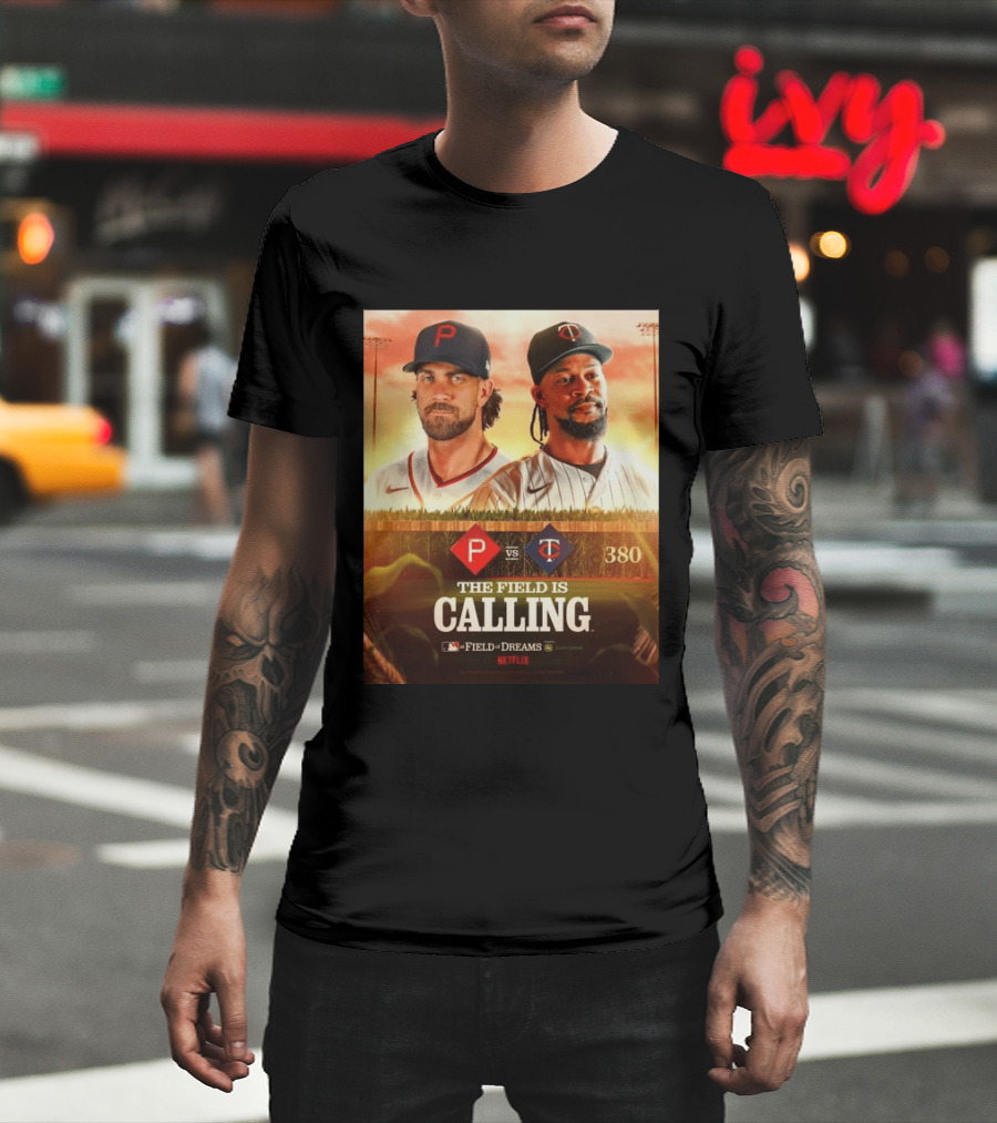 Philadelphia Vs Minnesota MLB Field Of Dreams Bryce Harper Byron Buxton Netflix 380 T-Shirt