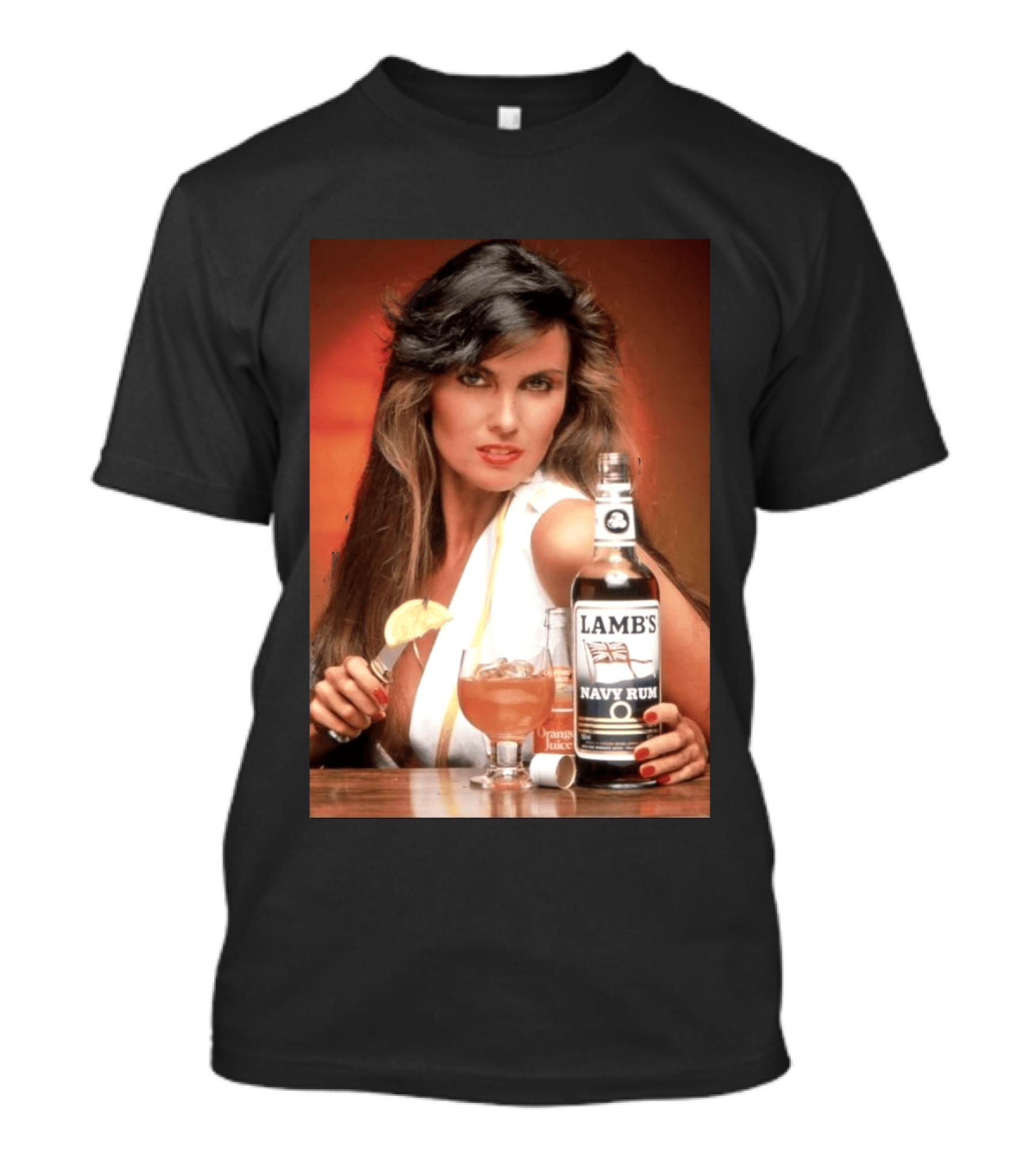 Lamb's Navy Rum Caroline Munro Orange Juice Cocktail Advertising T-Shirt