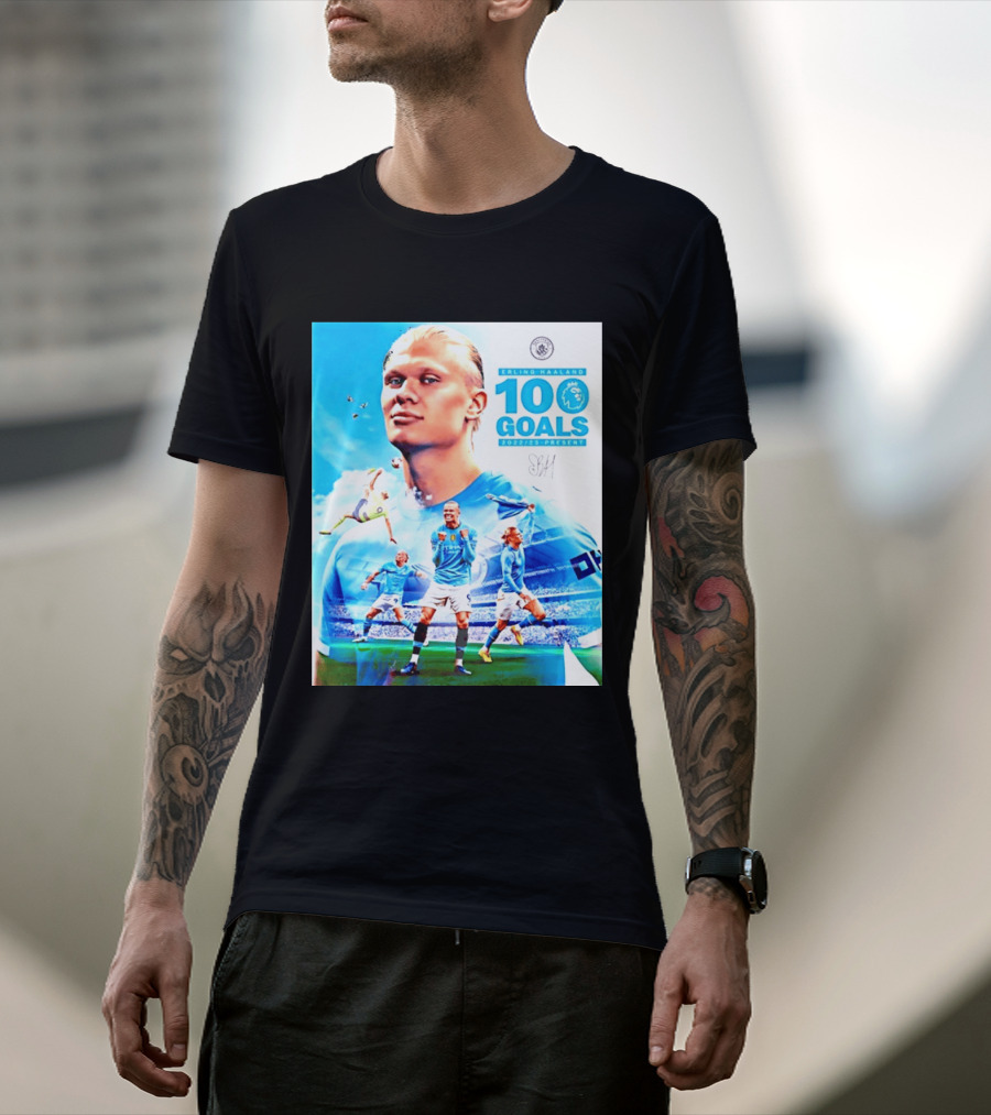 Erling Haaland 100 Goals Premier League 2022 2023 Present T-Shirt