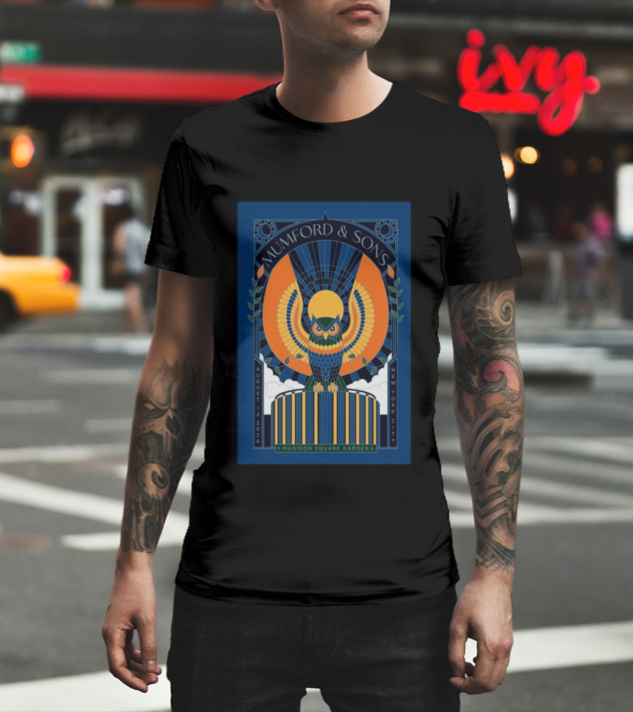 Mumford & Sons New York City August 12 2026 Madison Square Garden Owl T-Shirt