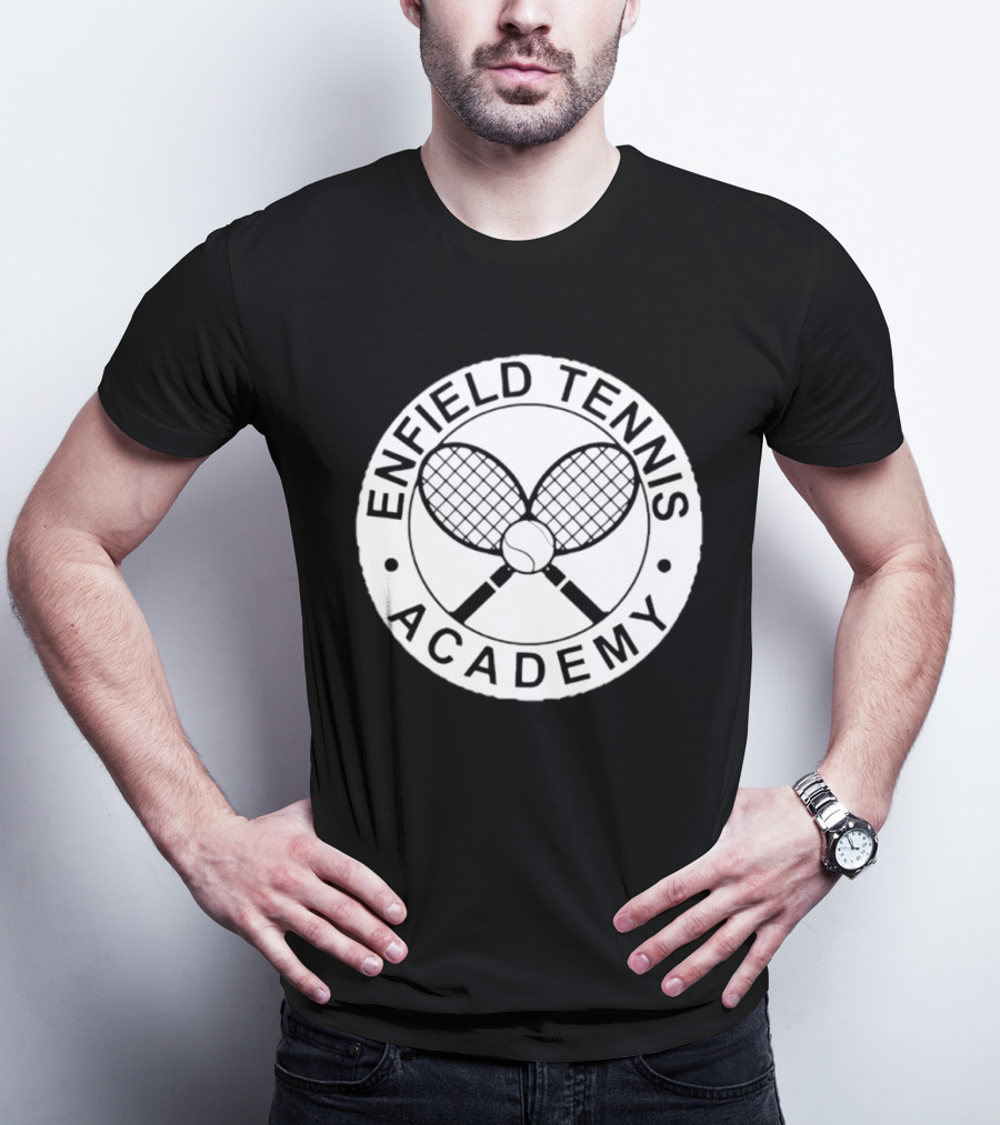 Enfield Tennis Academy Sports Club Circle Badge With Crossed Racquets T-Shirt