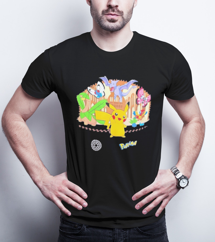 Pokecology Pikachu Aerodactyl Butterfree Vivillon Lileep Natural History Museum Collaboration T-Shirt