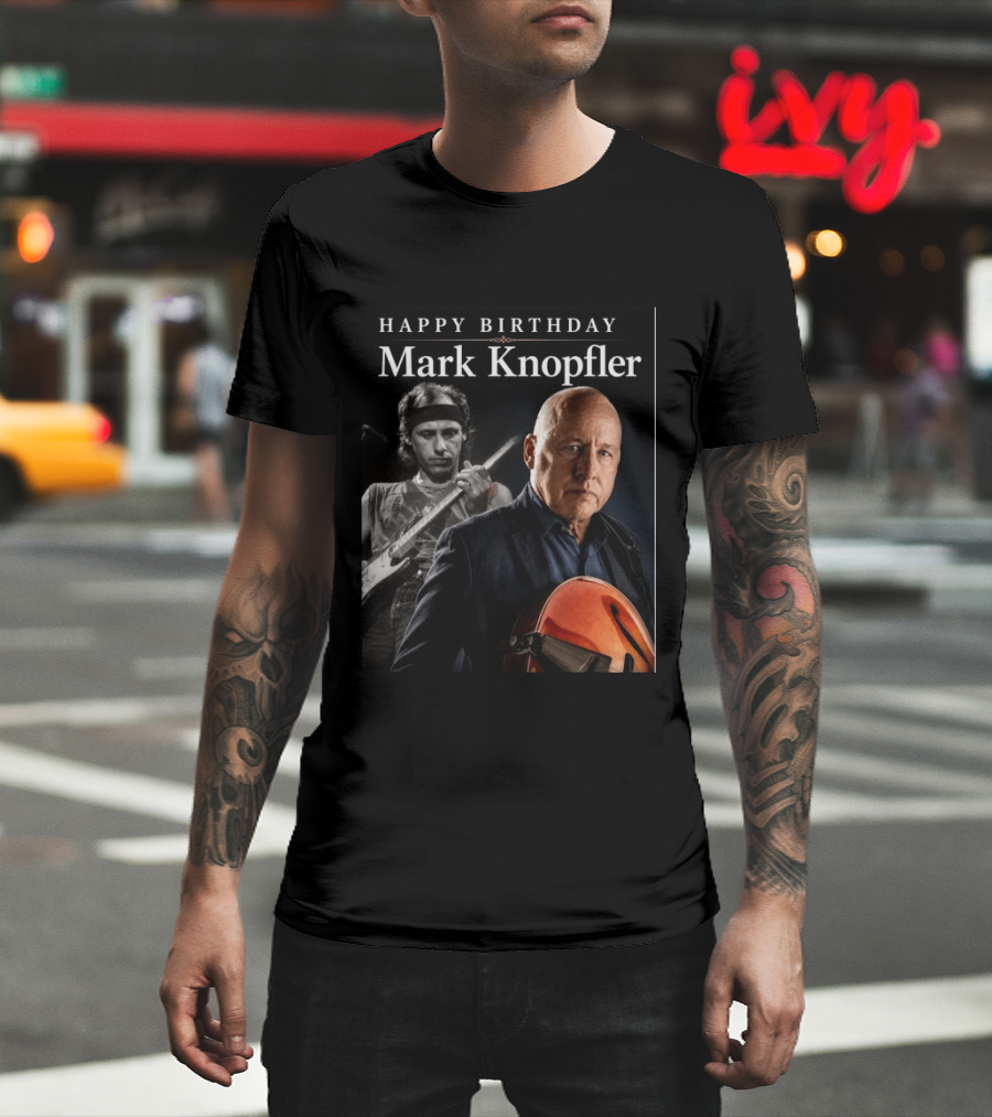 Mark Knopfler Birthday Celebration With Iconic Guitar T-Shirt