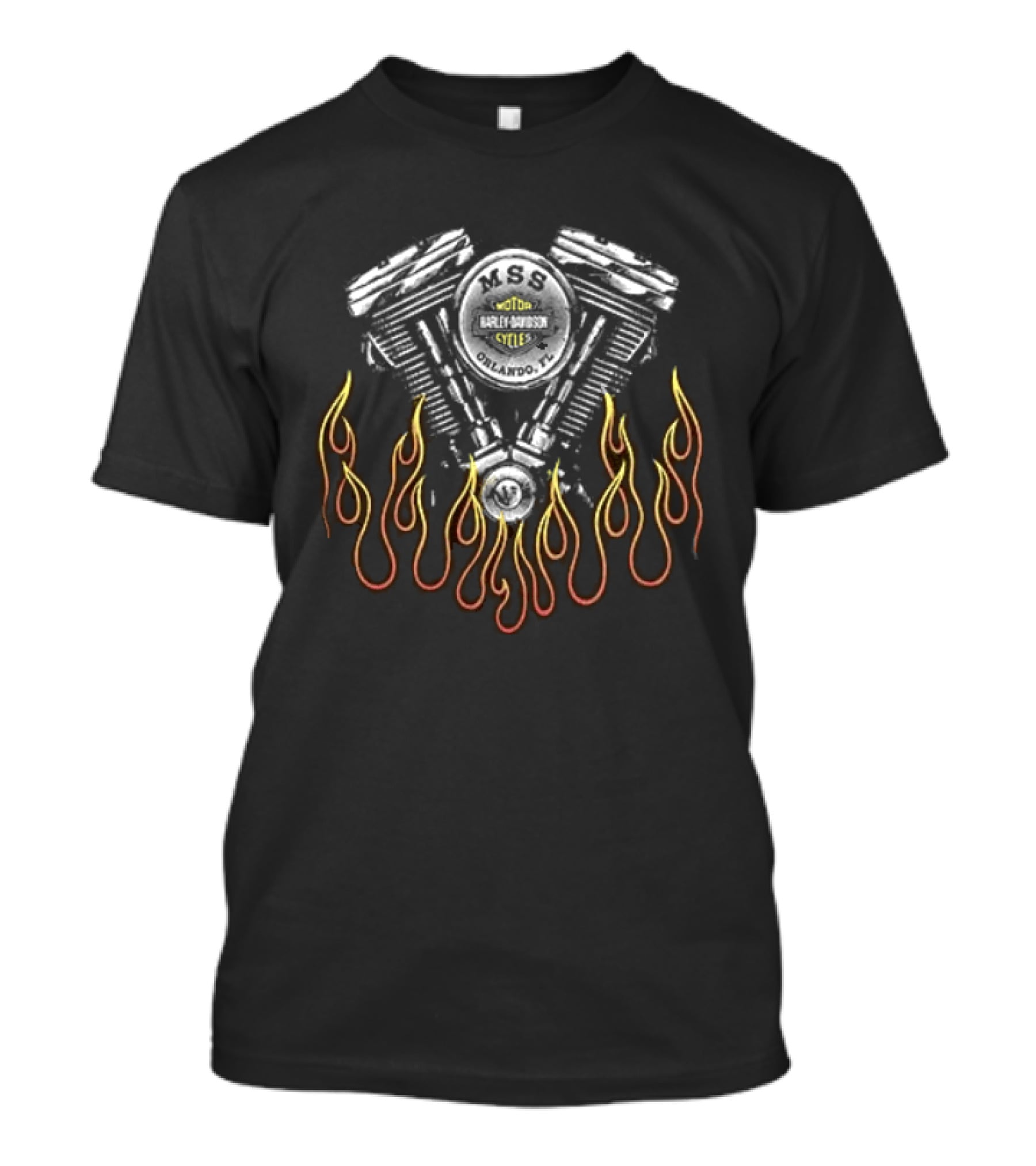 Harley Davidson Motorcycles Engine With Flames T-Shirt