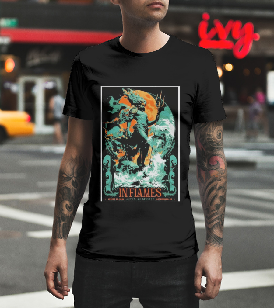 In Flames Göteborg Brinner August 22 2026 Poseidon Trident Concert Event Gothenburg SE T-Shirt