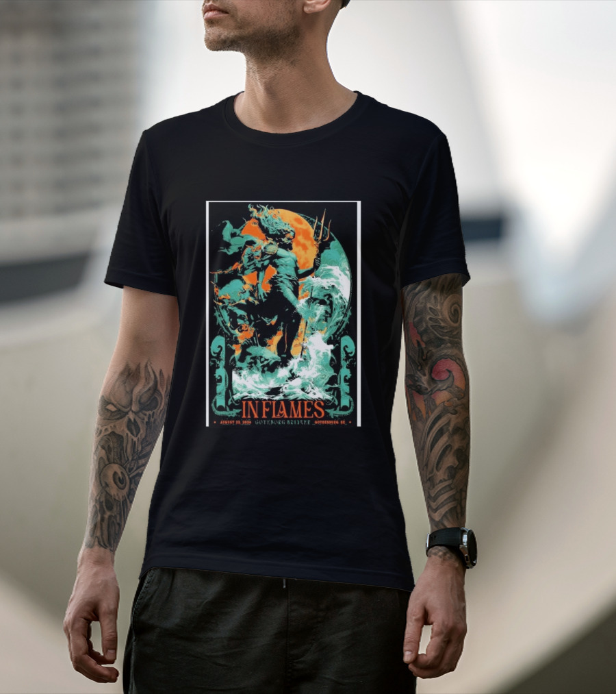 In Flames Göteborg Brinner August 22 2026 Poseidon Trident Concert Event Gothenburg SE T-Shirt