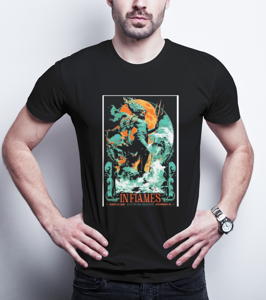 In Flames Göteborg Brinner August 22 2026 Poseidon Trident Concert Event Gothenburg SE T-Shirt
