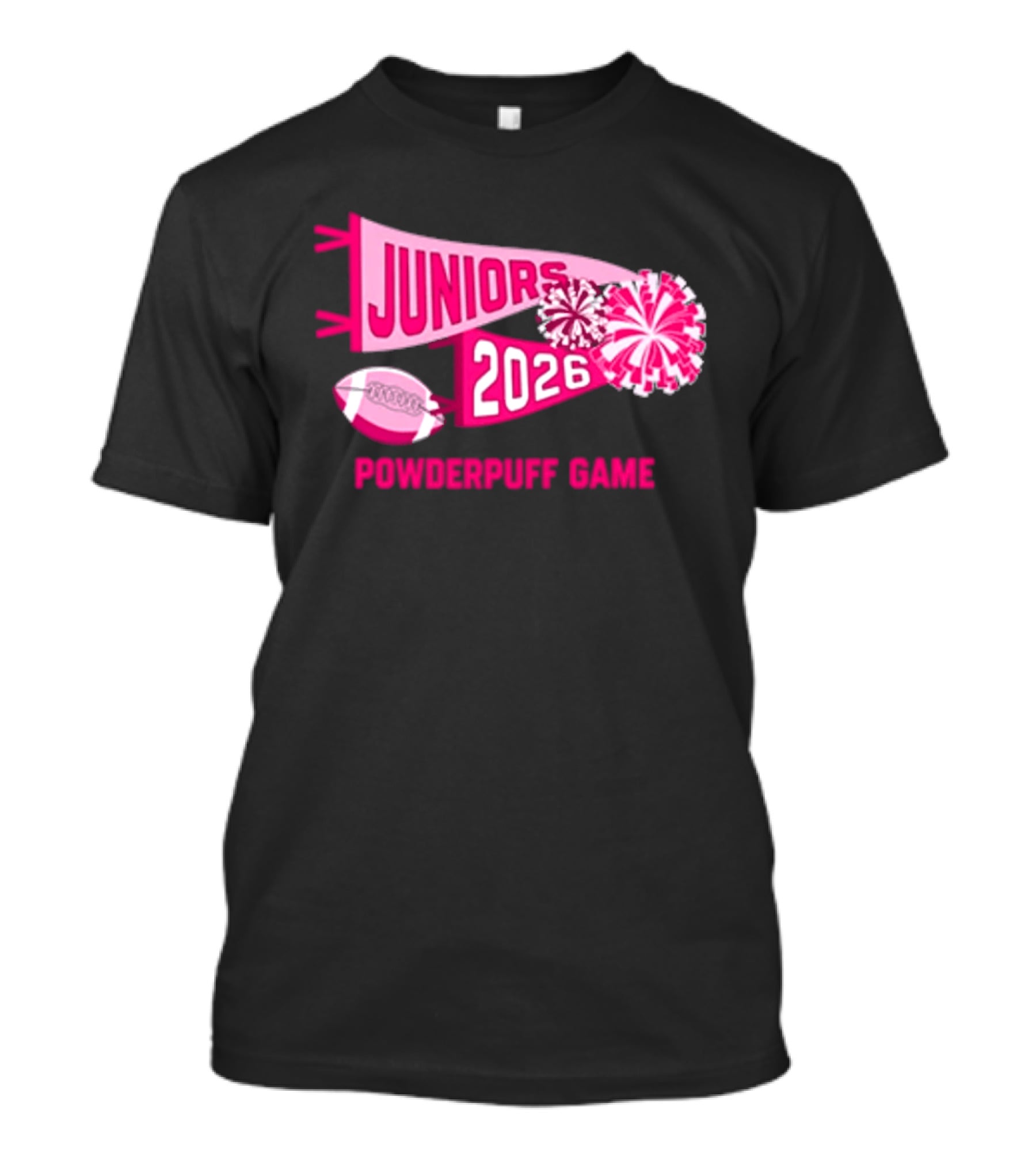 Juniors 2026 Powderpuff Game Pom Poms And Football T-Shirt