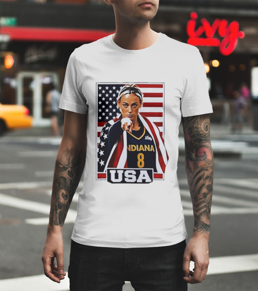 Lexie Hull Indiana Fever 8 USA WNBA Basketball Flag T-Shirt
