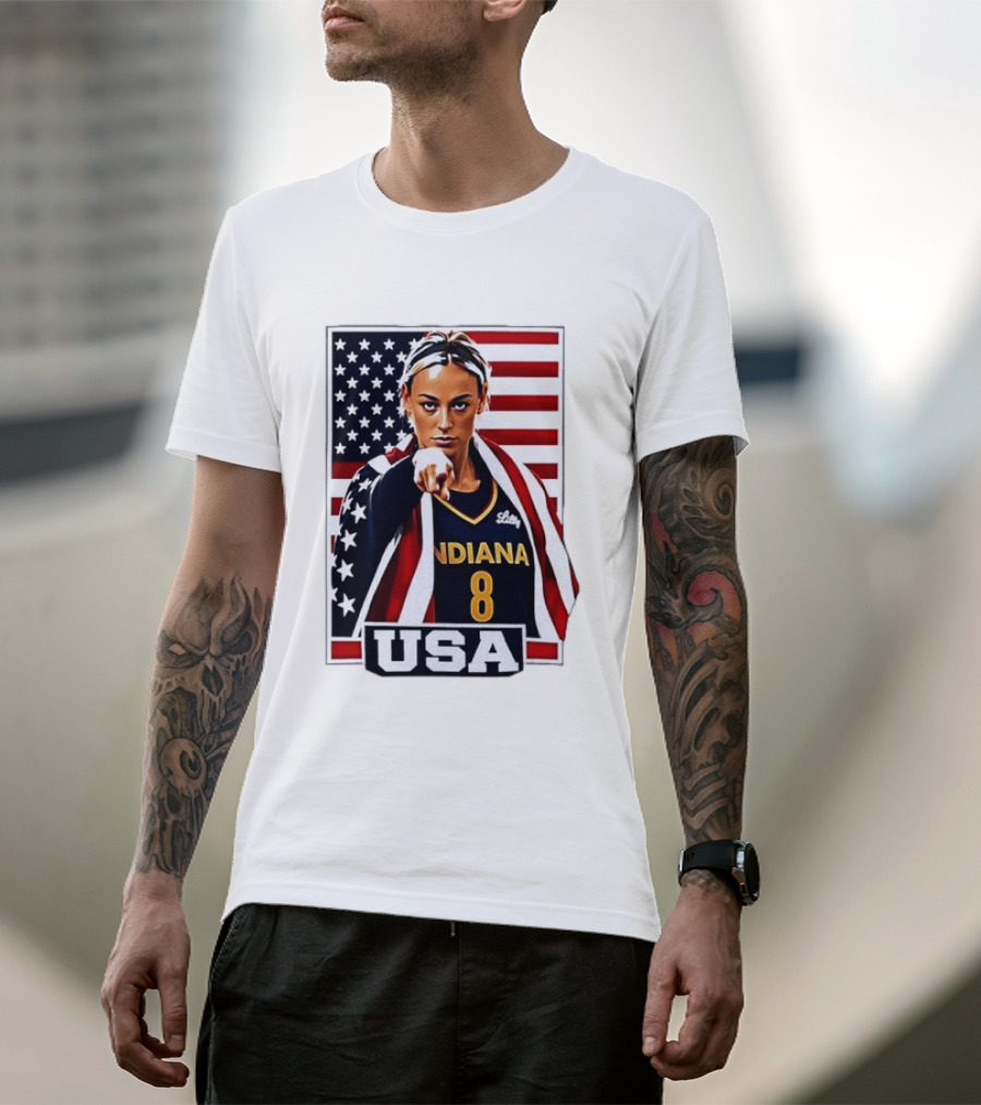 Lexie Hull Indiana Fever 8 USA WNBA Basketball Flag T-Shirt
