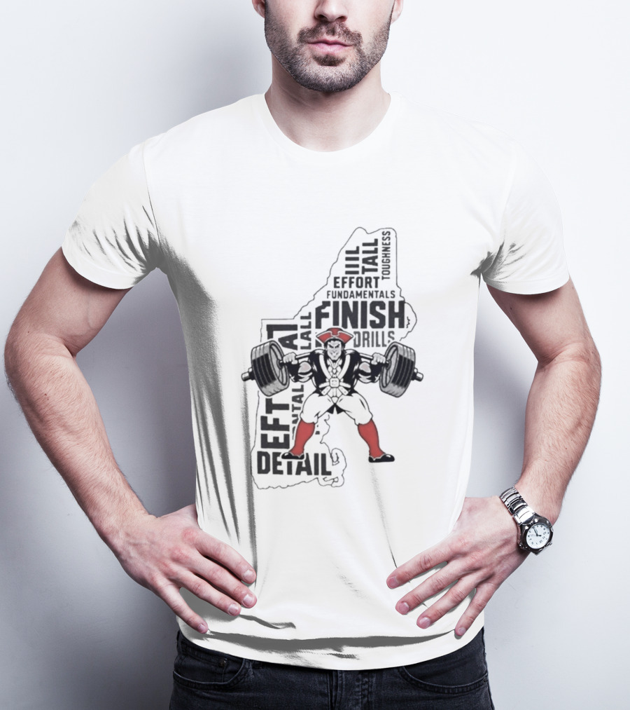 Pat Patriot Colonial Barbell Finish Drill Effort Detail T-Shirt