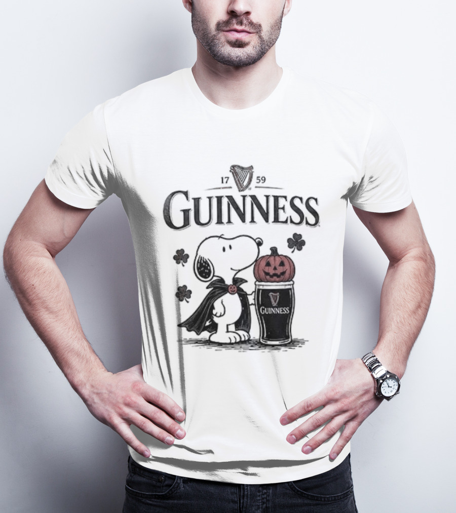 Guinness Snoopy Halloween Vampire Dark Brew Pumpkin T-Shirt