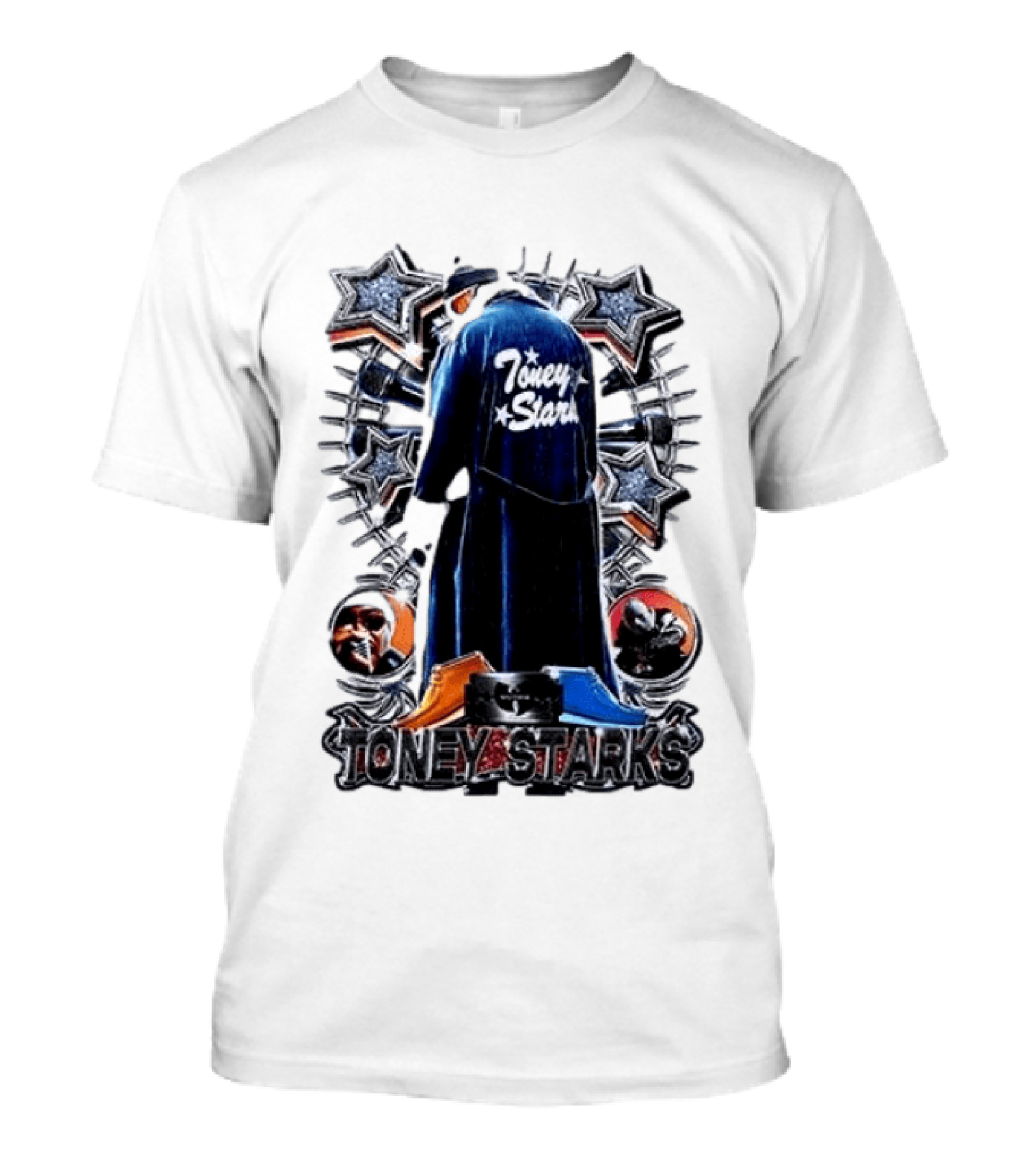 Toney Starks Blue Coat Star Motif Back Cover Art With Big Pun T-Shirt