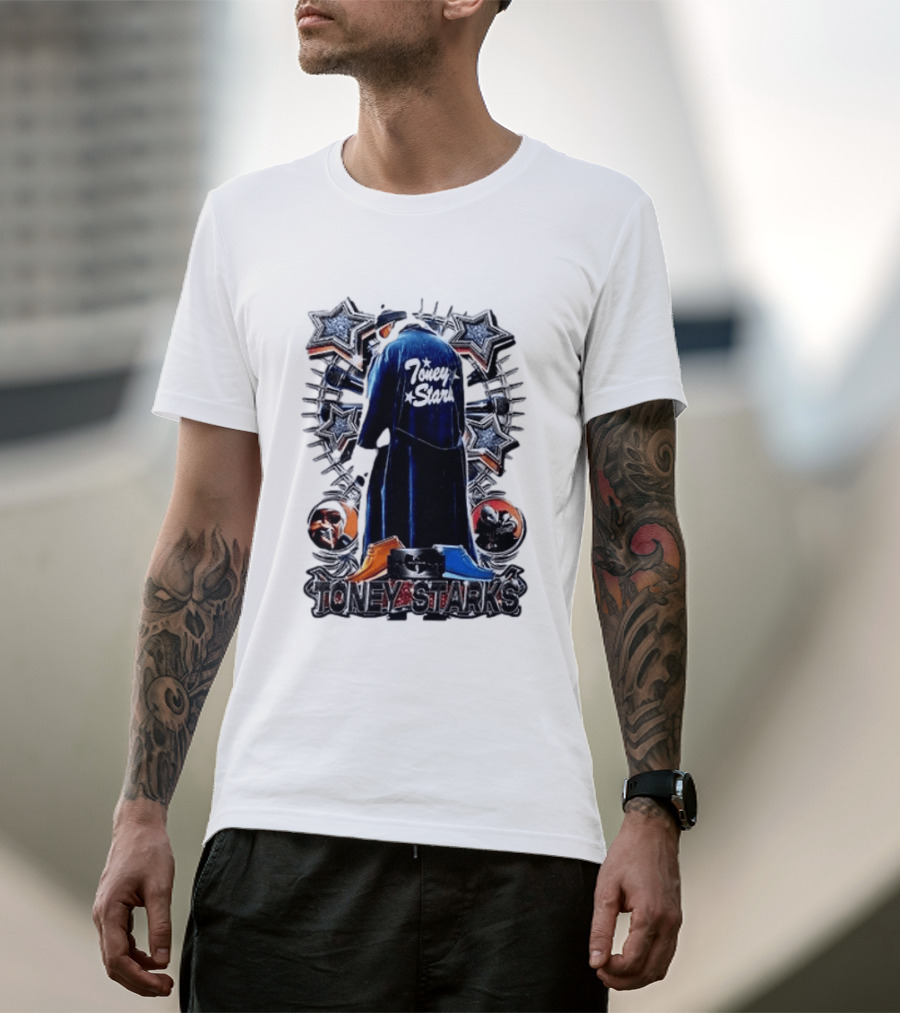 Toney Starks Blue Coat Star Motif Back Cover Art With Big Pun T-Shirt