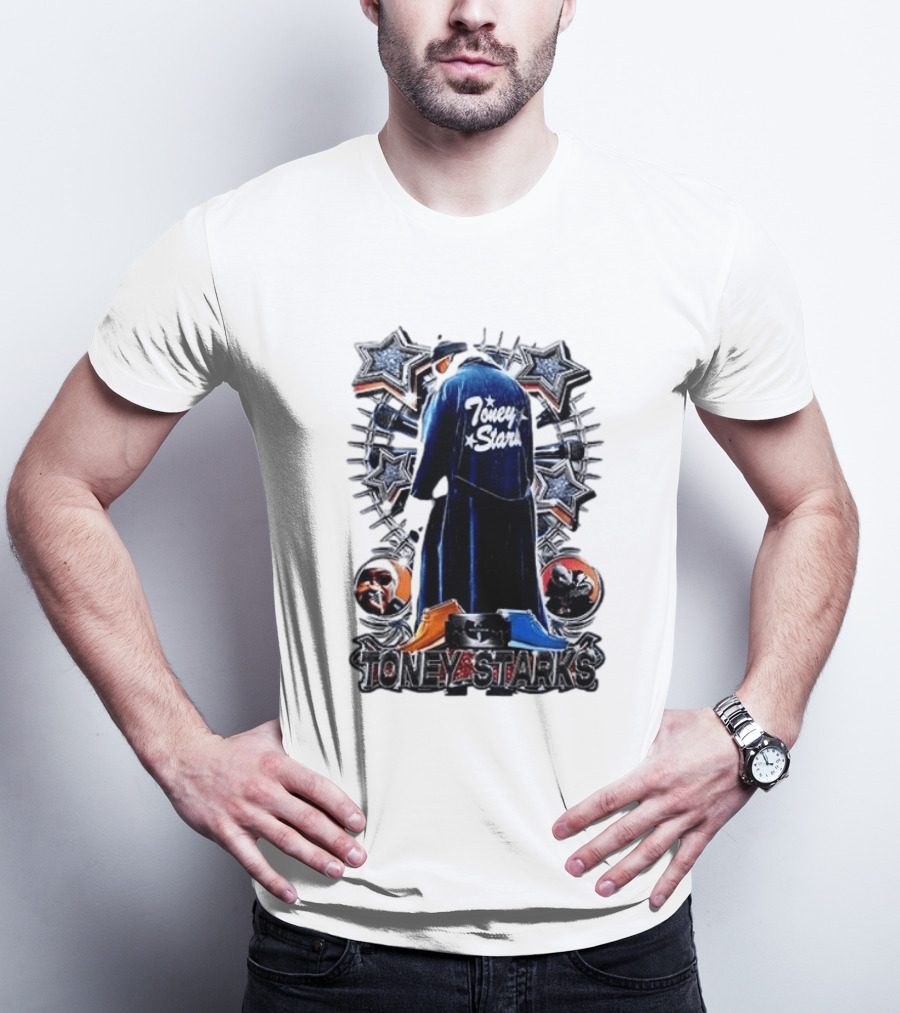 Toney Starks Blue Coat Star Motif Back Cover Art With Big Pun T-Shirt