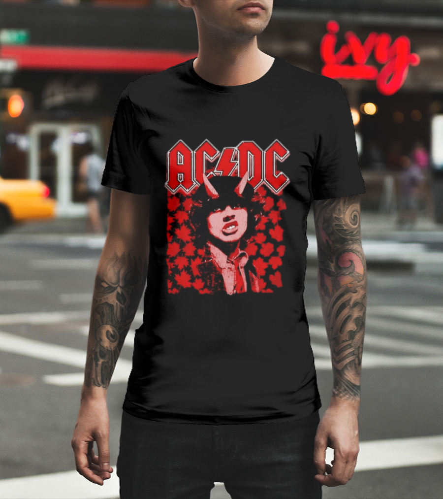 AC DC Pwr Up Canada 2026 Tour Rock Band Maple Leaf T-Shirt
