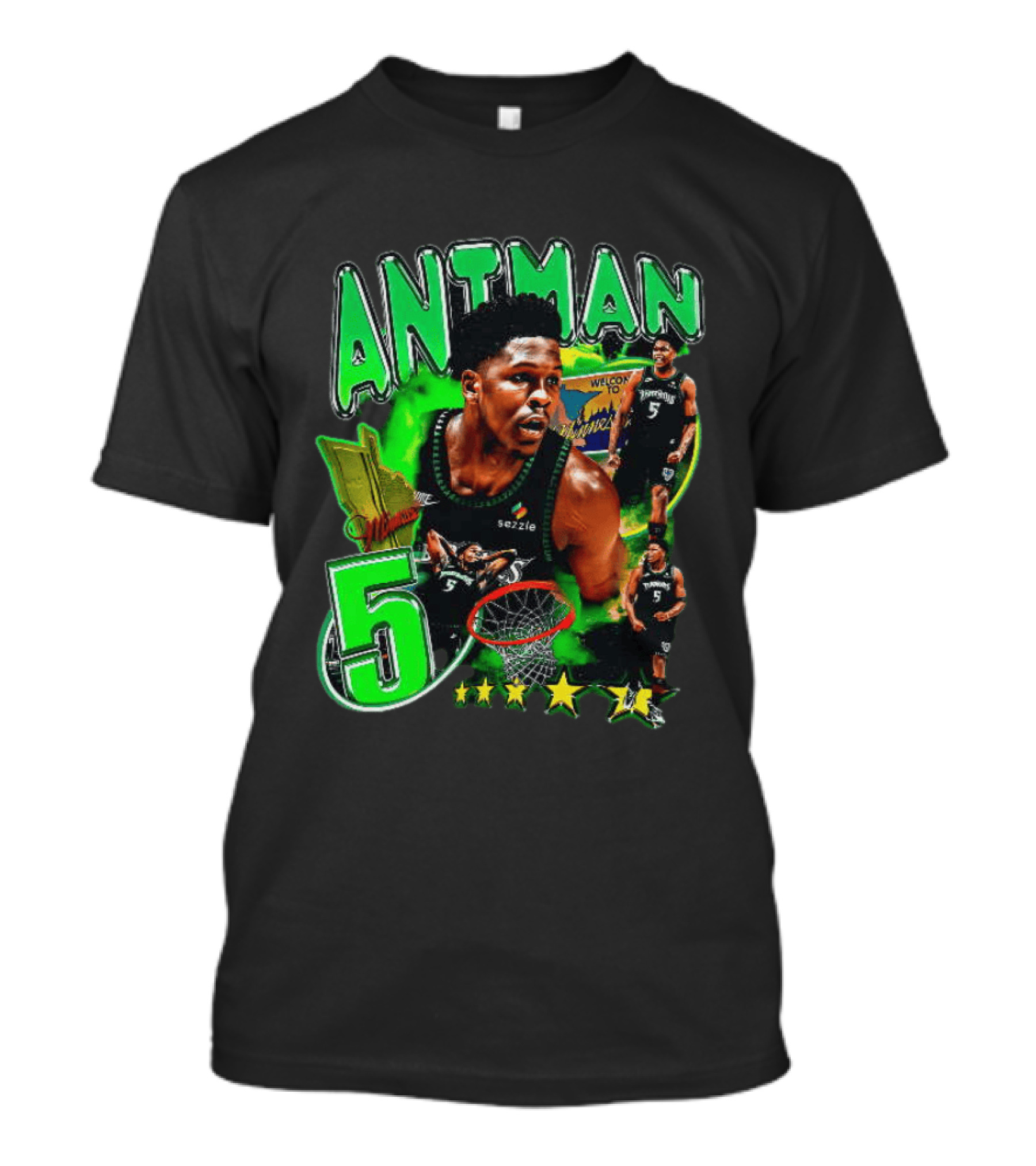 ANITMAN 5 Anthony Edwards Minnesota Timberwolves Welcome To Minnesota T-Shirt
