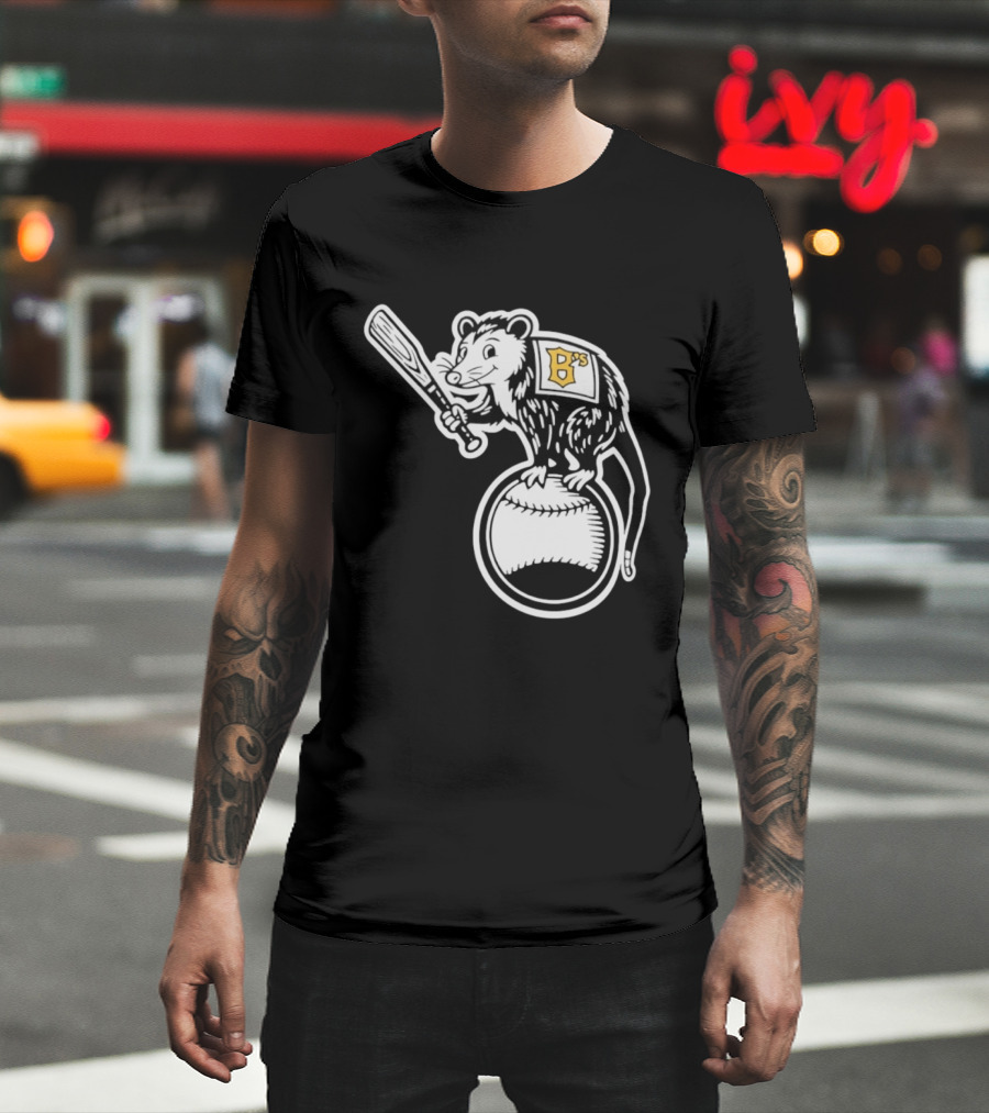 B's Baseball Opossum Batting On Ball T-Shirt