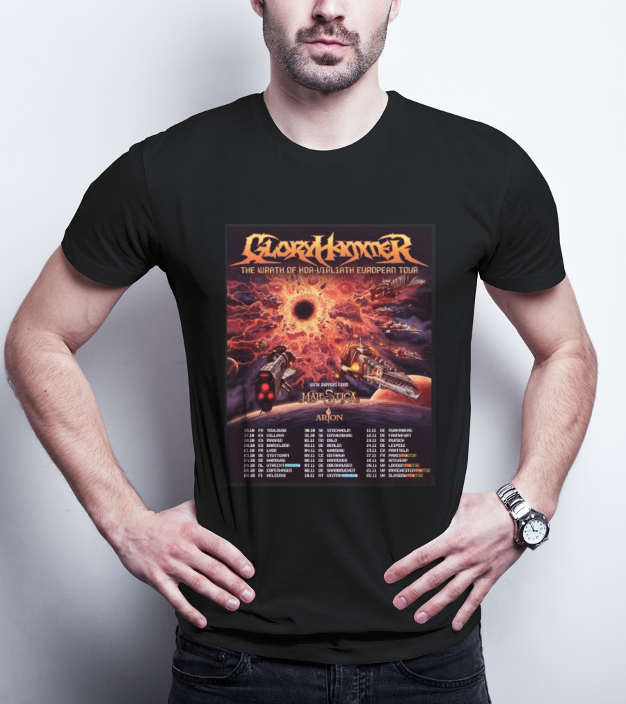 Gloryhammer The Wrath Of Kor Virliath European Tour Dates With Support From Majestica Arion T-Shirt