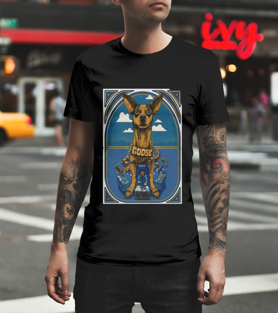 Goose Los Angeles Greek Theatre August 14 2026 Event With Dog And Clouds T-Shirt