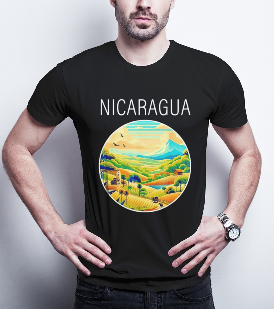 Nicaragua Scenic Landscape Central America Vibrant Mountain View T-Shirt