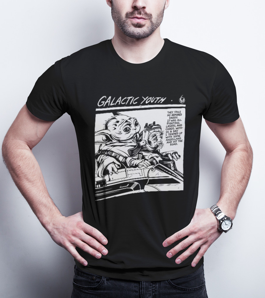 Grogu And Babu Frik Star Wars Galactic Youth They Stole My Armored Daddy T-Shirt
