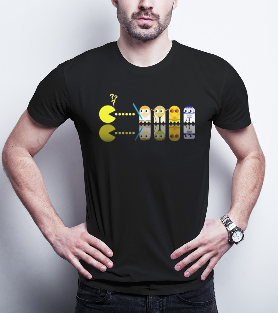 Pac Man Star Wars Crossover Luke Skywalker Yoda R2D2 T-Shirt