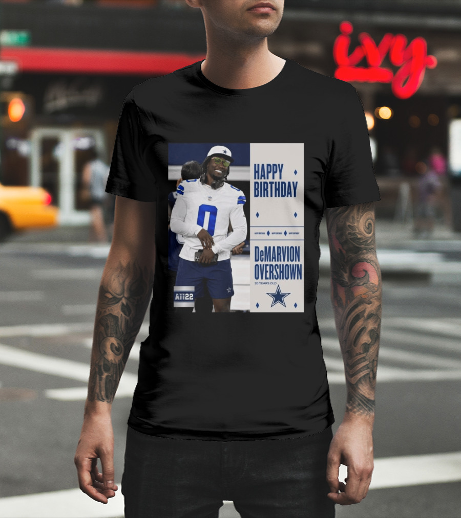Happy Birthday DeMarvion Overshown 26 Years Old Dallas Cowboys Linebacker Celebration T-Shirt