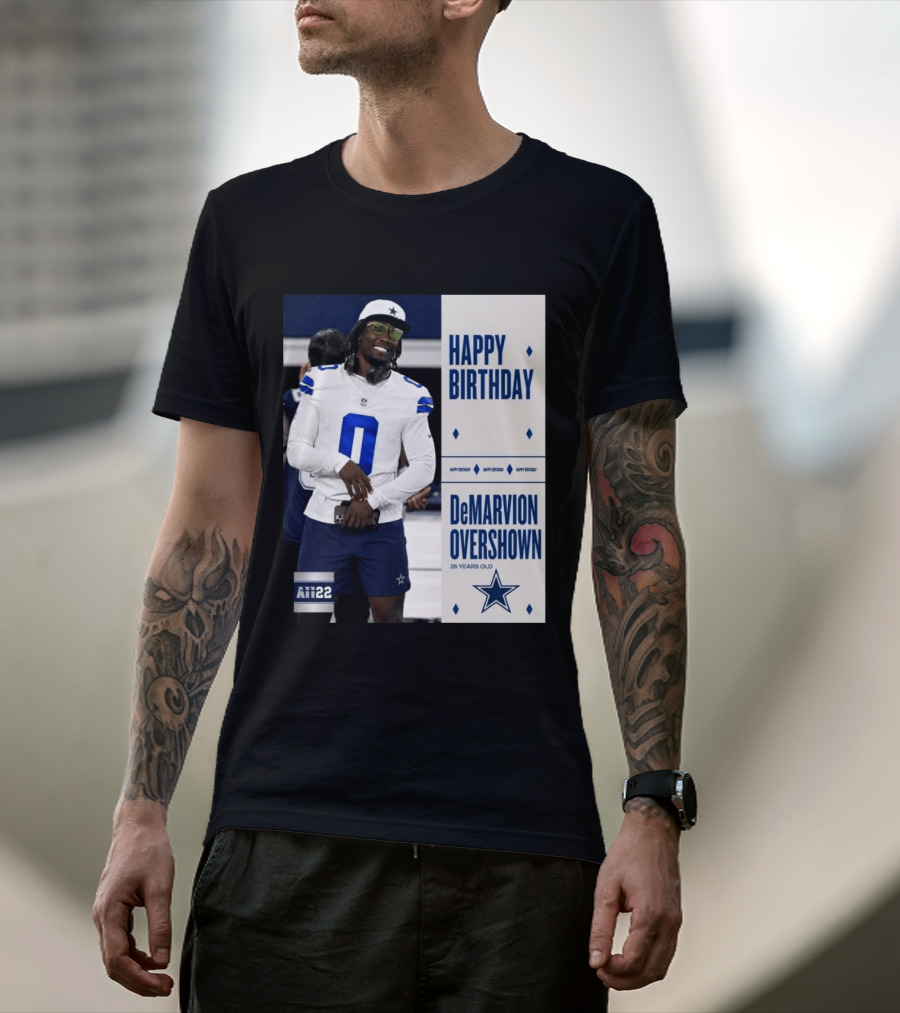 Happy Birthday DeMarvion Overshown 26 Years Old Dallas Cowboys Linebacker Celebration T-Shirt