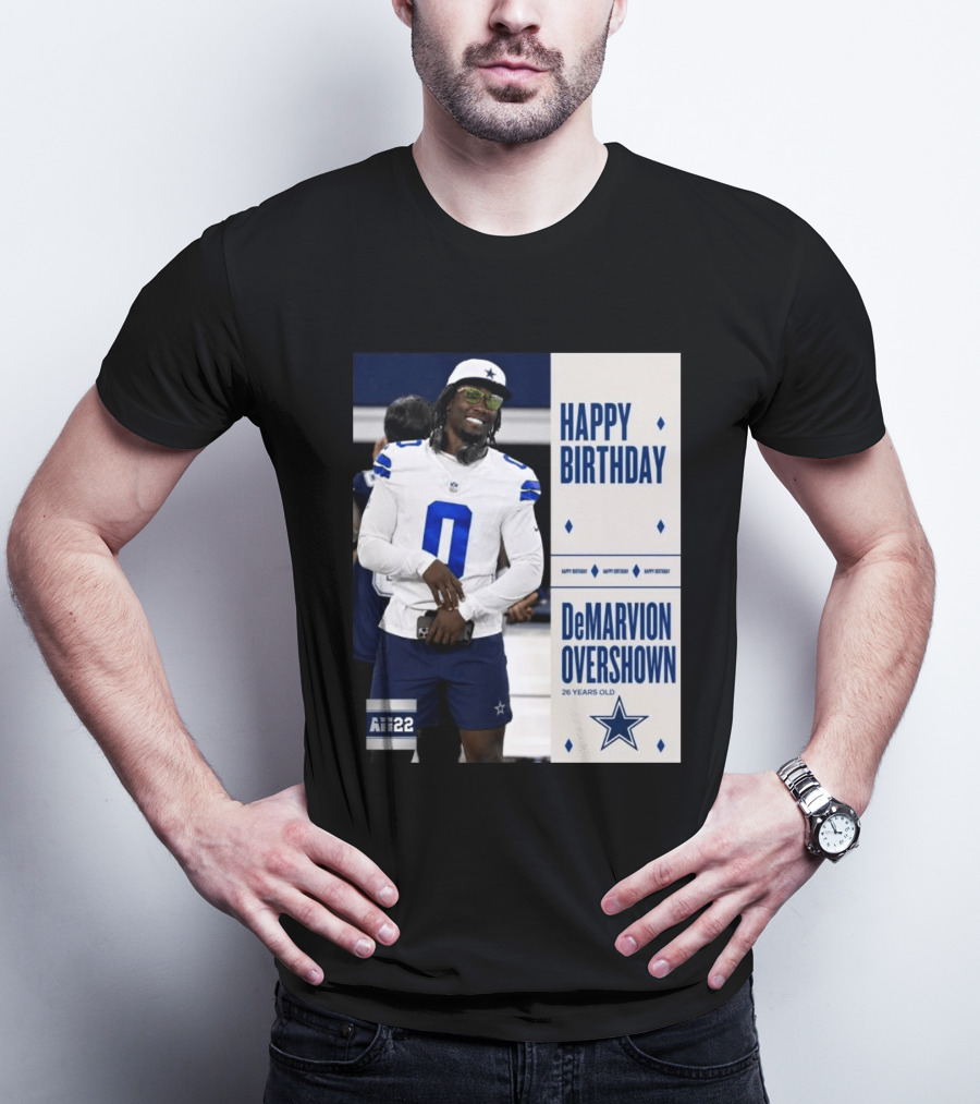 Happy Birthday DeMarvion Overshown 26 Years Old Dallas Cowboys Linebacker Celebration T-Shirt