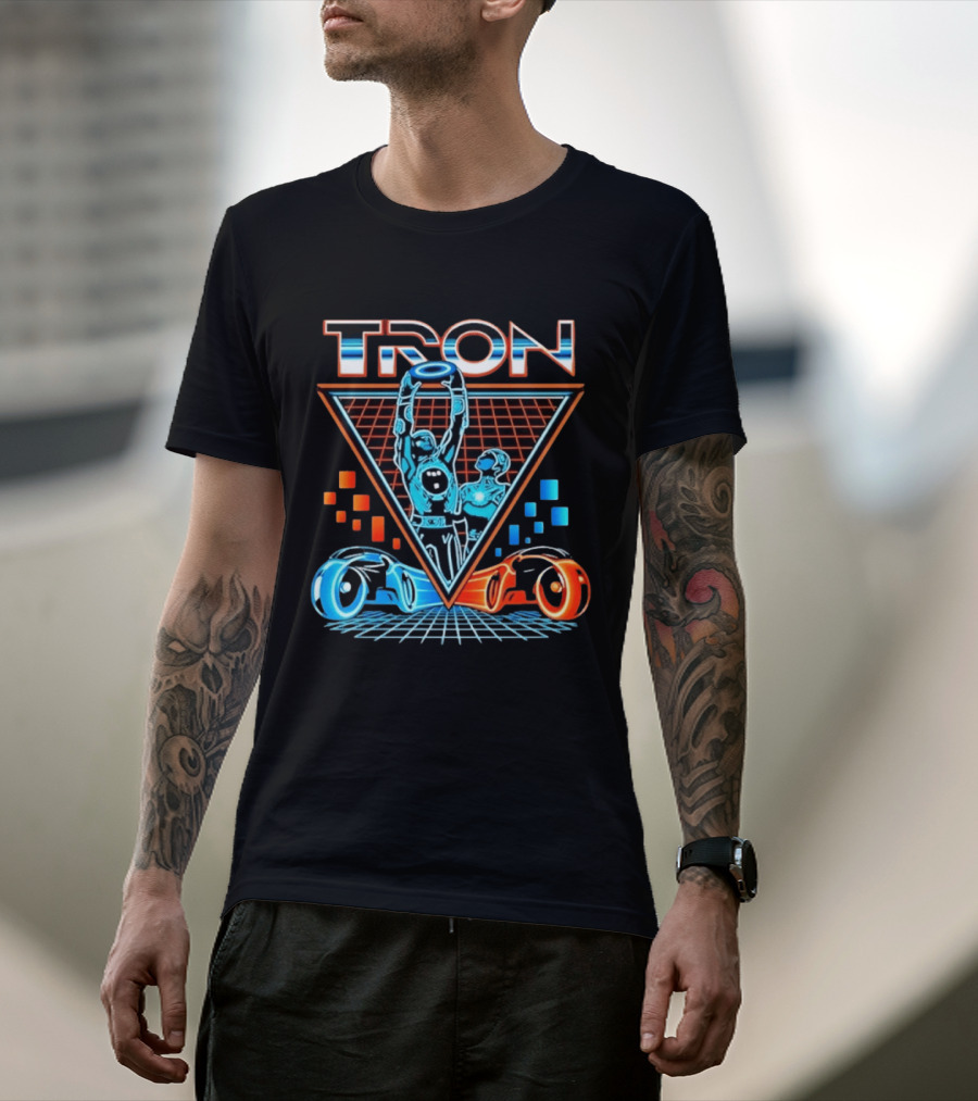 Tron Light Cycle Grid Sci Fi 80s Movie Characters And Iconic Vehicles T-Shirt