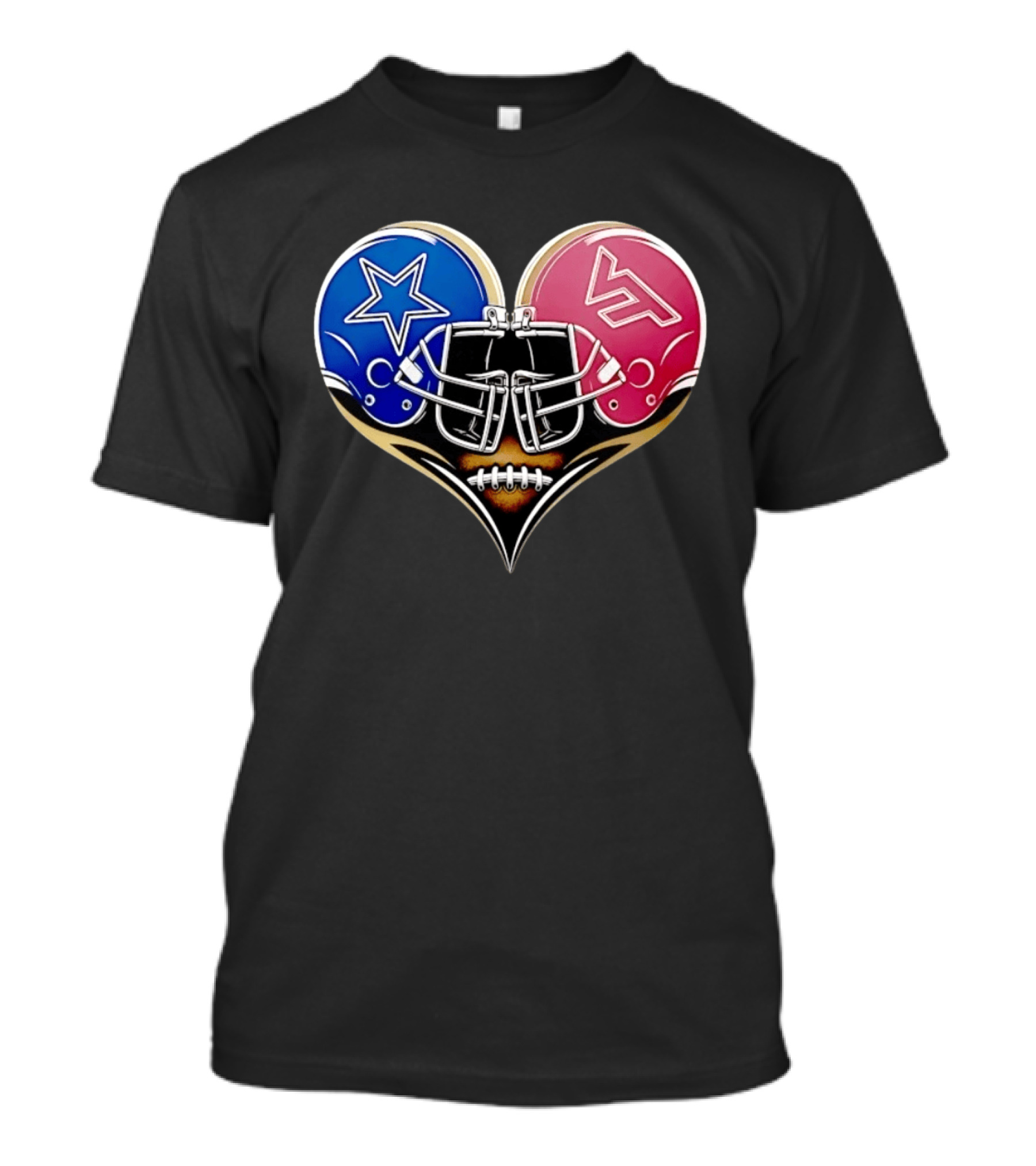 Dallas Cowboys Virginia Tech Hokies Heart Helmet Football T-Shirt