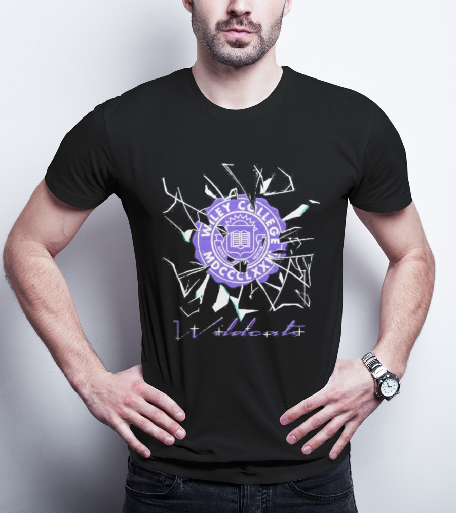 Wiley College Wildcats Seal Shattered Glass MDCCCXLII T-Shirt