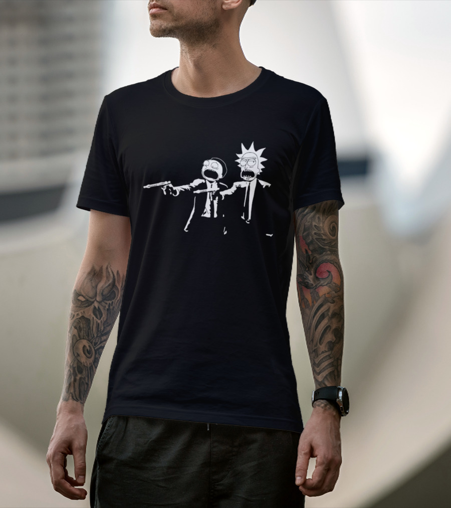 Rick And Morty Pulp Fiction Crossover Adult Swim T-Shirt