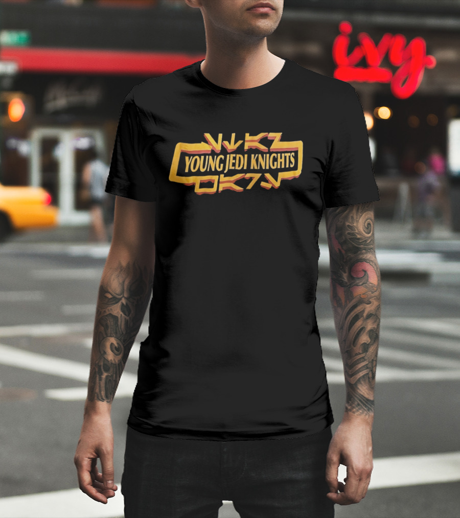 Young Jedi Knights Star Wars Sci Fi Text Art Yellow T-Shirt