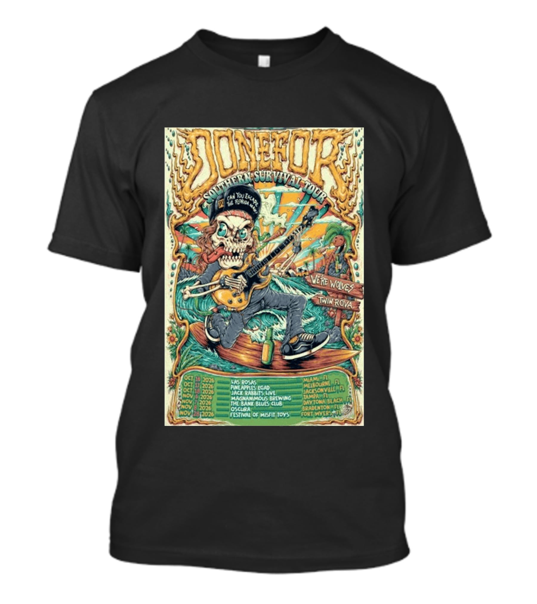 DONEFOR Southern Survival Tour 2026 Miami Jacksonville Daytona Beach Events T-Shirt