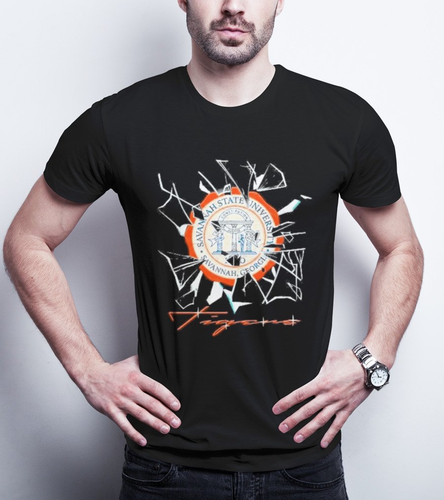 Savannah State University Seal Tigers Shattered Glass T-Shirt